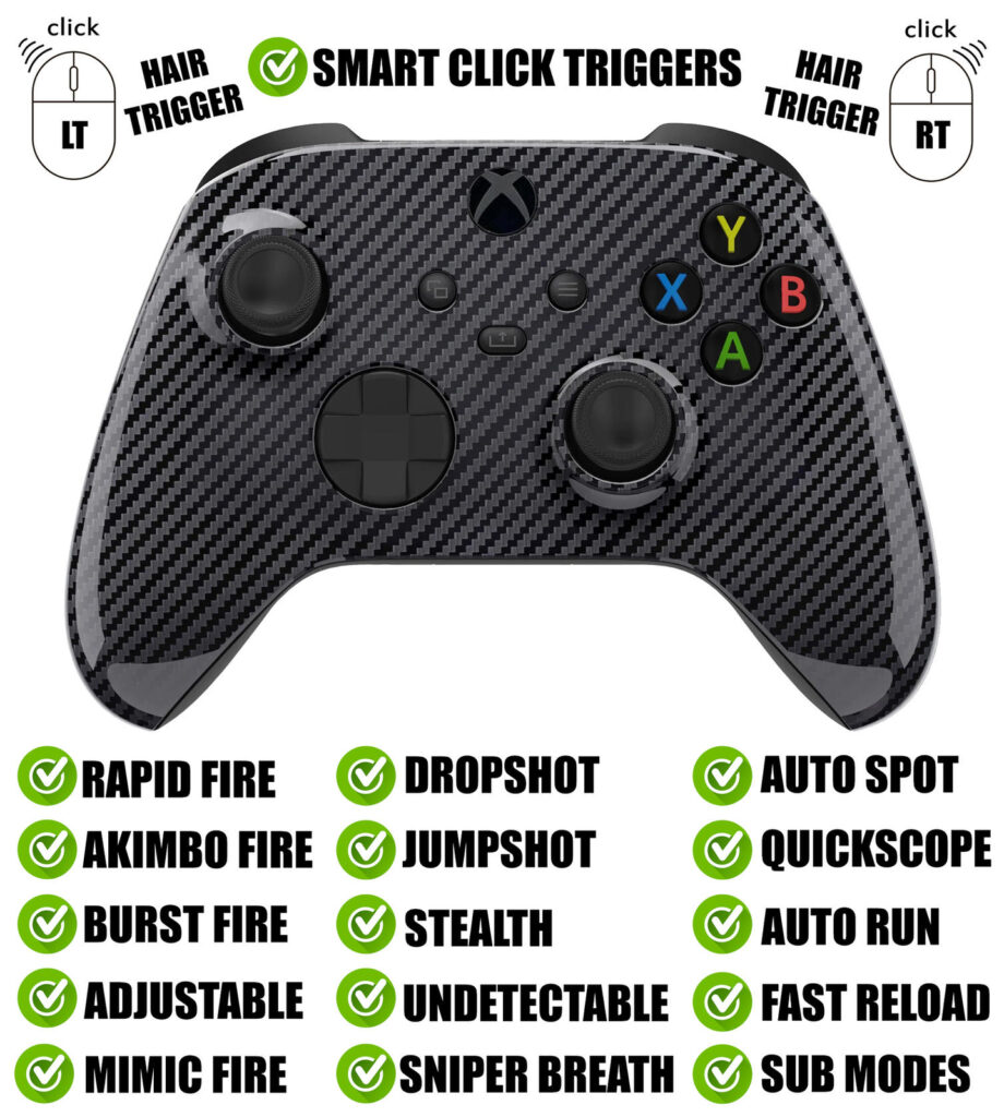 Carbon Fiber Silent Modz Smart Click Triggers Modded Controller for ...