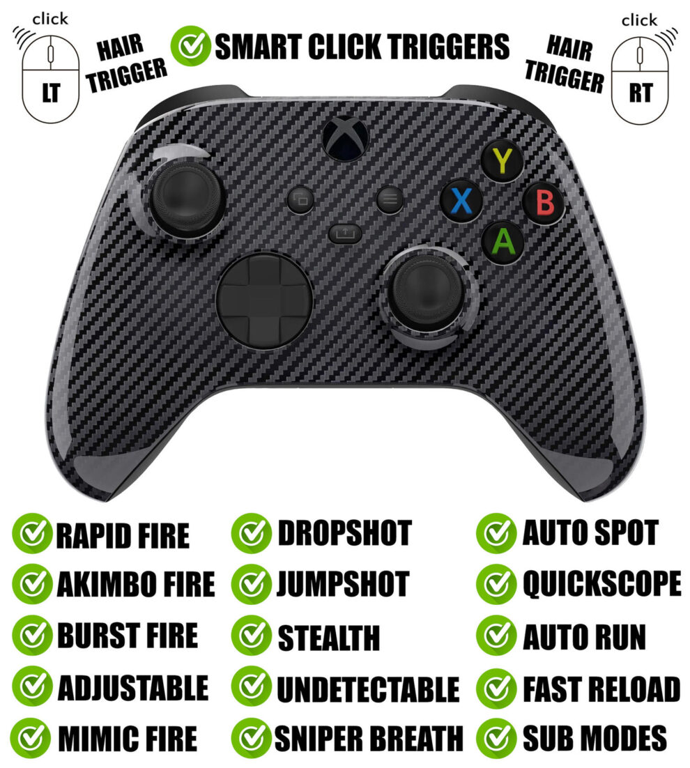 Carbon Fiber Silent Modz Smart Click Triggers Modded Controller for ...