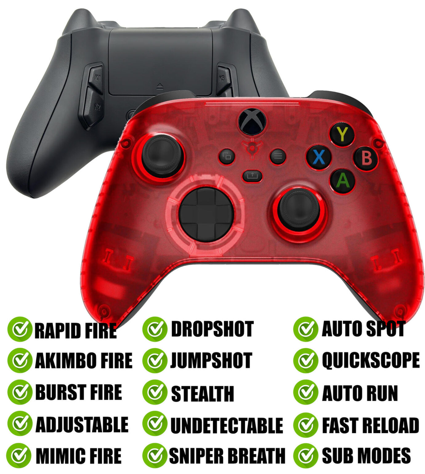 Clear Red Modded Reflex Buttons Rapid Fire Modded Controller for Xbox ...