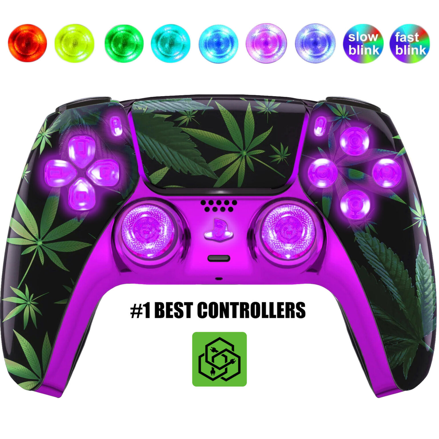 Purple Haze Silent Modz LED Light-Up Buttons Wireless Custom Controller ...