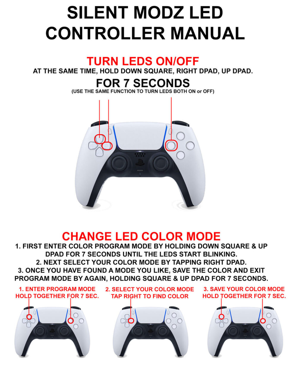 Red Chrome Silent Modz LED Light-Up Buttons Wireless Custom Controller for PS5 - Silent Modz