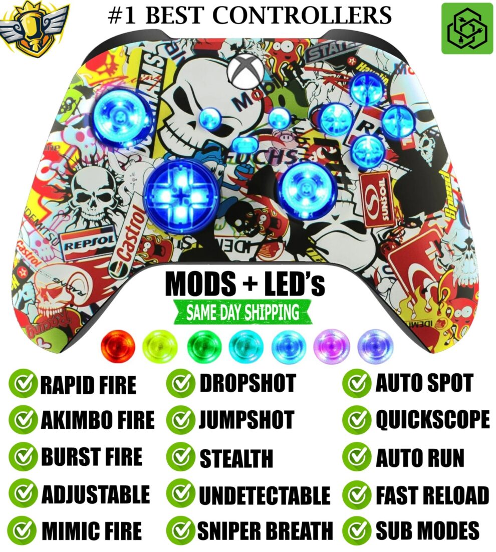 MODS + LEDs Sticker Bomb Rapid Fire Modded Controller for Xbox Series X ...