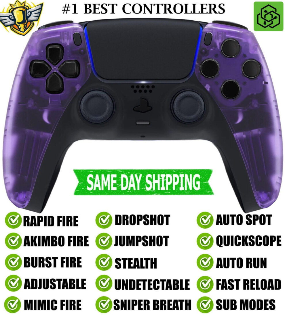 Clear Purple Silent Modz New Rapid Fire Mod Wireless Modded Controller ...