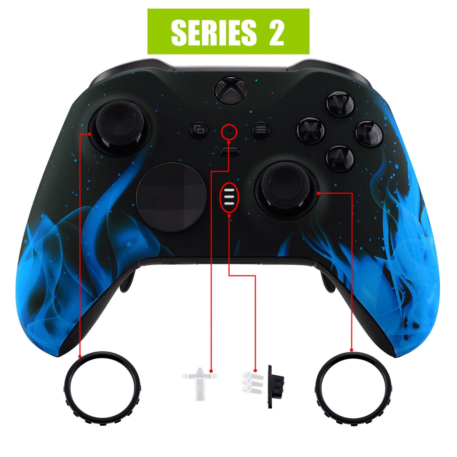 Soft Touch Blue Flame Front Shell compatible with Xbox Elite Series 2 ...
